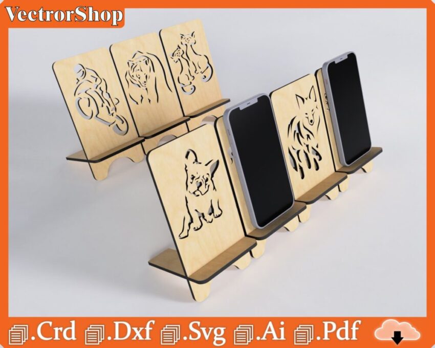 Soporte para celular personalizable en formato vectorial para corte ...