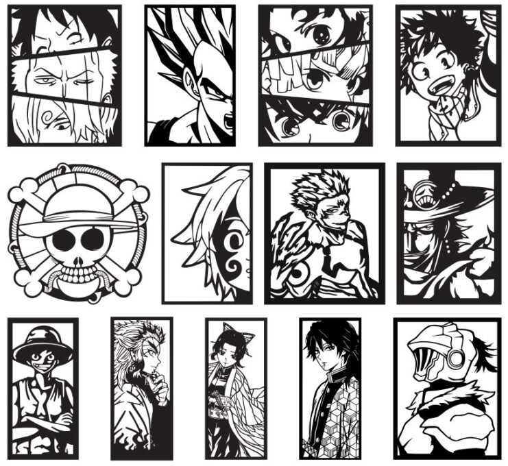Pack de Vectores para Corte Láser: 110 Cuadros de Anime para CNC y ...