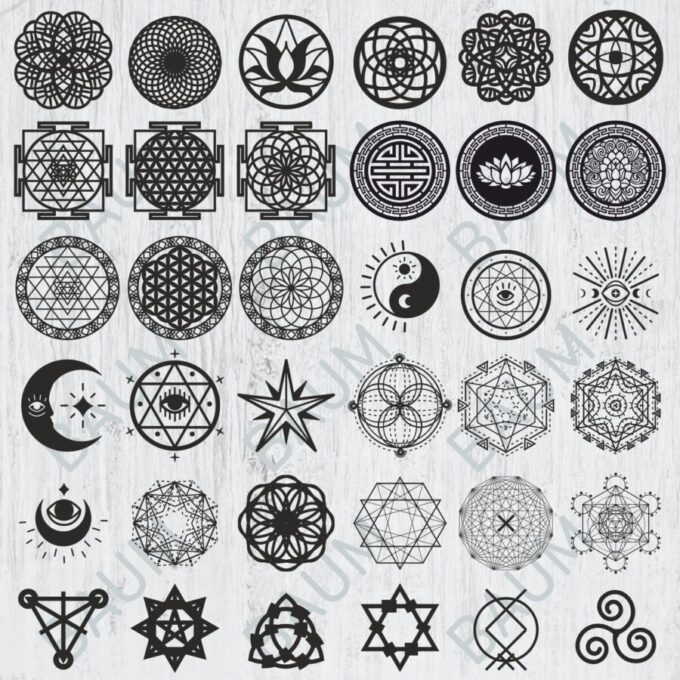 Paquete de 108 Símbolos de Geometría Sagrada para Corte Láser ...
