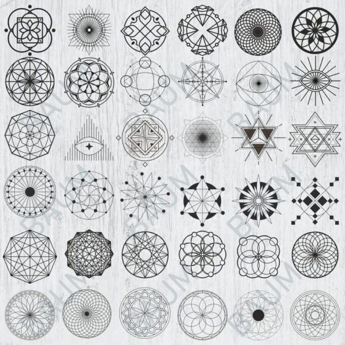 Paquete de 108 Símbolos de Geometría Sagrada para Corte Láser ...
