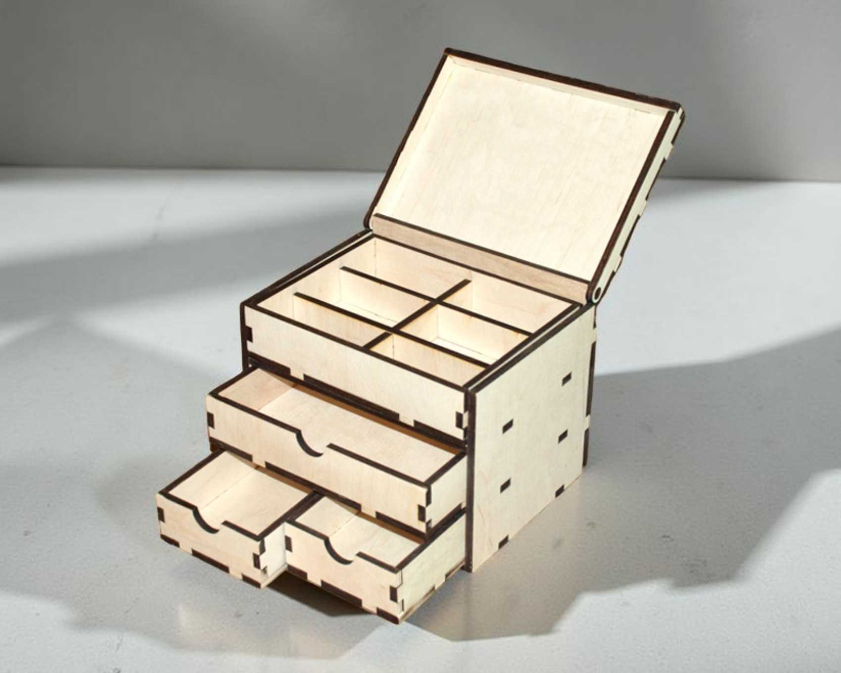 Caja Organizadora Láser con Cajones en Madera Contrachapada 6mm ...